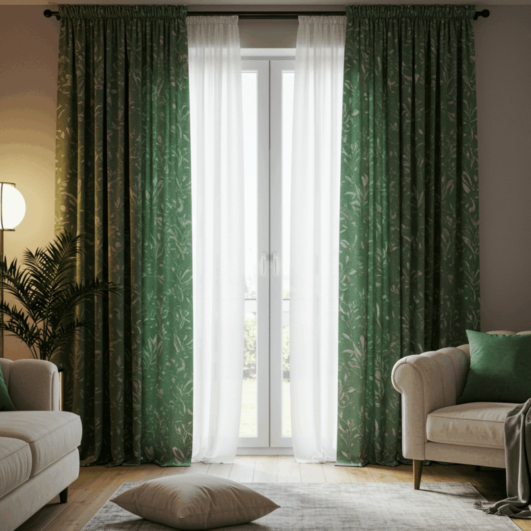 Nature-Inspired Elegance: Chic Green Living Room Curtain Ideas You’ll ...